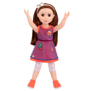Bobbi | 14-inch Posable Doll Long Dark Red Hair | Glitter Girls