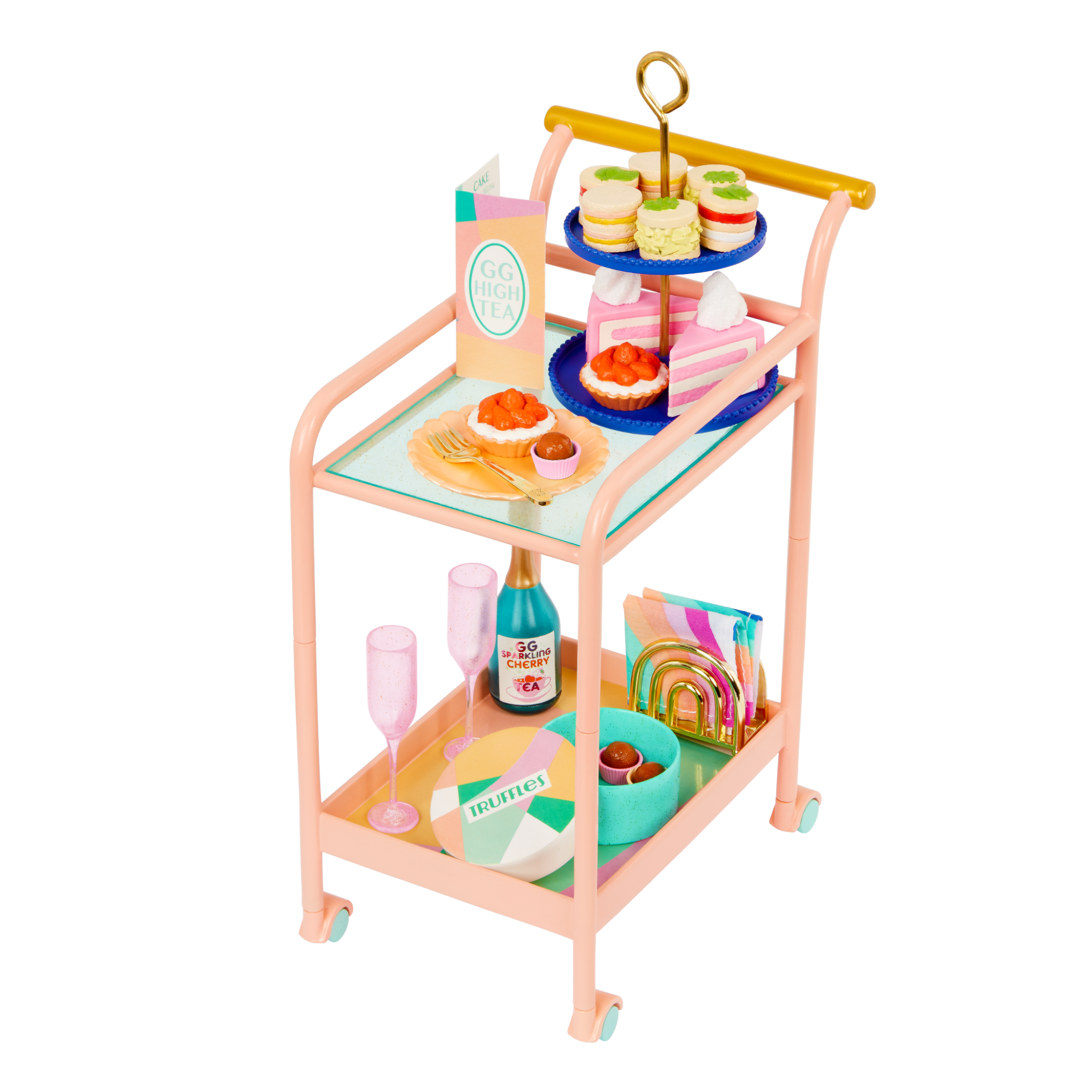 14” Doll Tea Cart & Furniture Playset | Glitter Girls