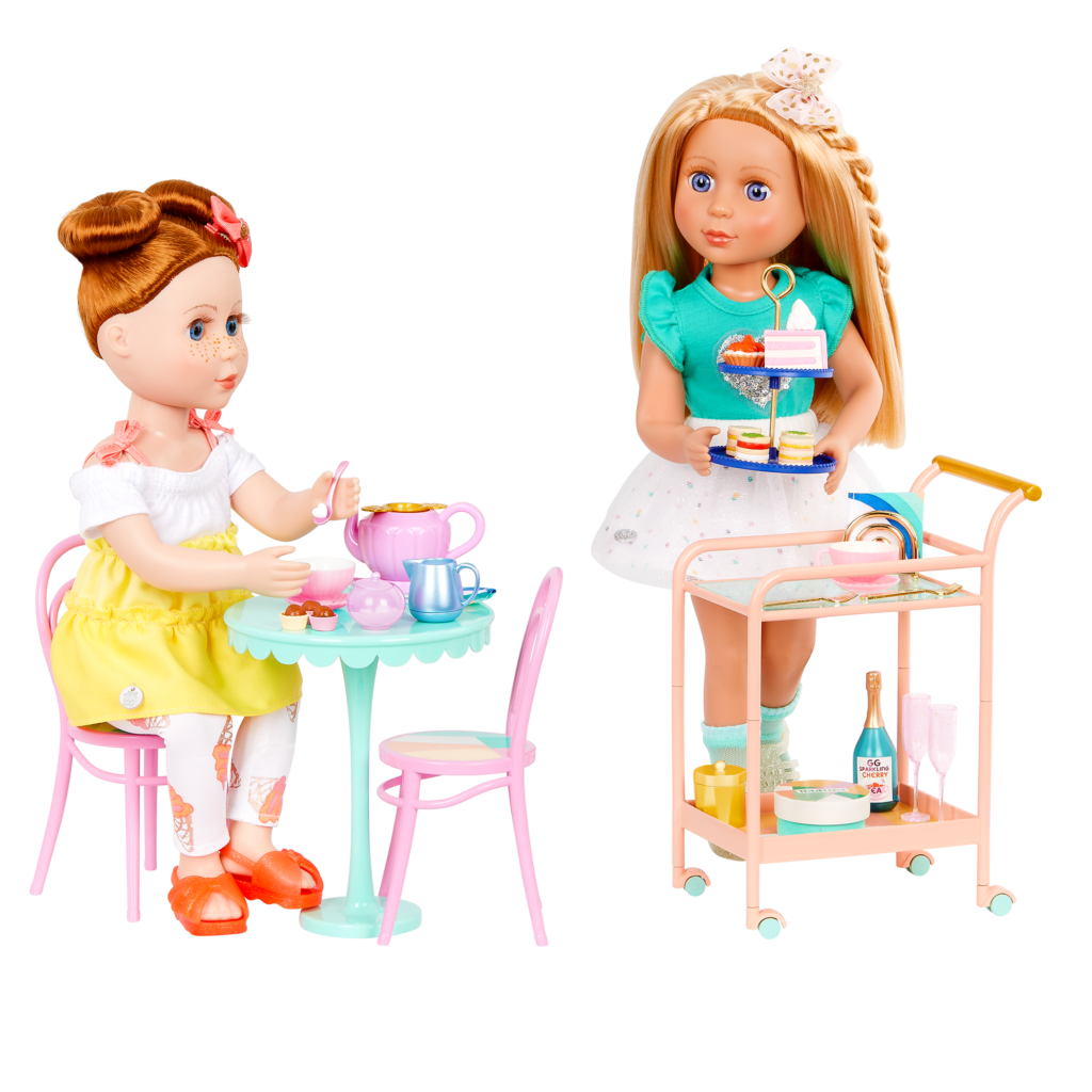14” Doll Tea Cart & Furniture Playset | Glitter Girls